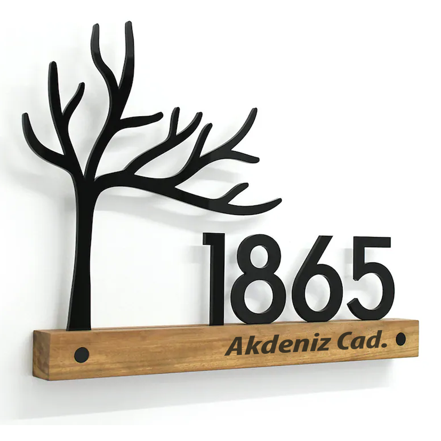 Ahşap Dış Kapı Numarası - Turuncu Sepet